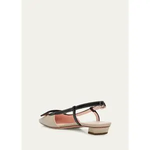 ROGER VIVIER Belle Vivier Canvas Slingback Ballerina Flats