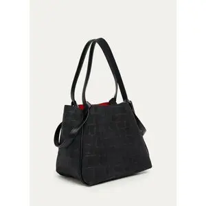 CHRISTIAN LOUBOUTIN Bettina Small Croc-embossed Suede Tote Bag
