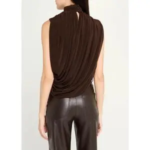 Ronny Kobo Sav Draped Mock Turtleneck Top