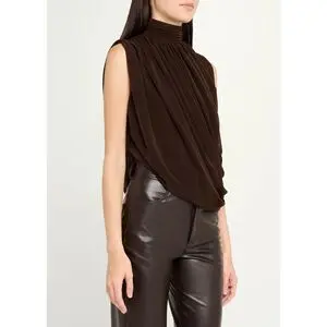 Ronny Kobo Sav Draped Mock Turtleneck Top