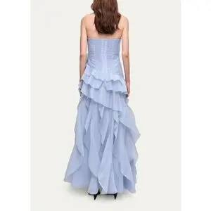 Aje Canyon Strapless Tiered Ruffle Gown