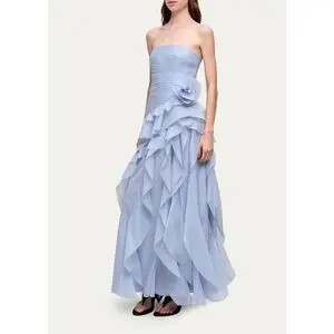 Aje Canyon Strapless Tiered Ruffle Gown
