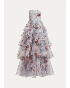 Aje Gabriella Strapless Tiered Ruffle Gown - Full Bloom