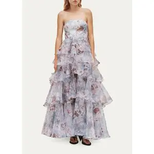 Aje Gabriella Strapless Tiered Ruffle Gown