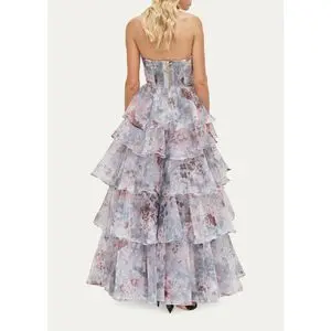 Aje Gabriella Strapless Tiered Ruffle Gown