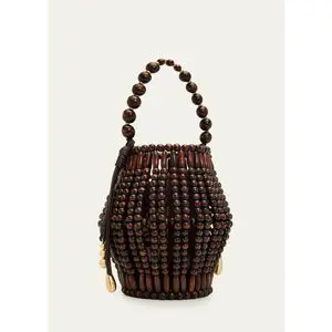 Cult Gaia Mercier Beaded Leather Top-handle Bag