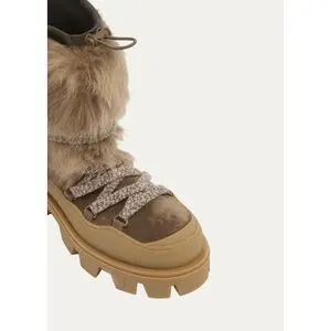 Moncler Peak Apres Shearling And Suede Boots