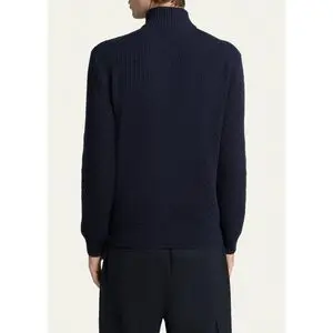 Giorgio Armani Chevron Cashmere Half-placket Sweater
