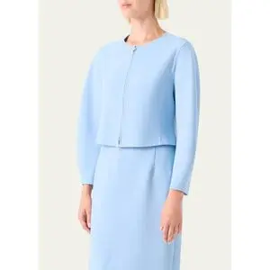 Akris Harriet Wool Crepe Crop Jacket