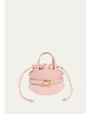 Balmain Shuffle Mini Belted Top-handle Bag In Leather - Rose Pale