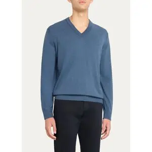 Zegna Oasi Cashmere V-neck Sweater - Blue