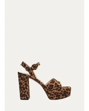 GIANVITO ROSSI 70mm Velvet Platform Sandals - Leopard