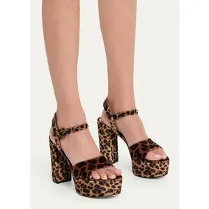 GIANVITO ROSSI 70mm Velvet Platform Sandals - Leopard
