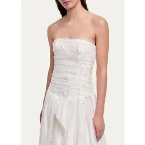 Aje Juniper Strapless Tulle Overlay Gown