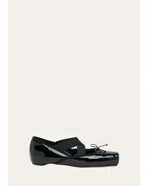 CHRISTIAN LOUBOUTIN Cassiasticina Patent Leather Ballerina Flats - Black