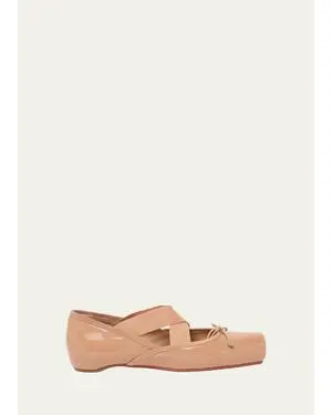 CHRISTIAN LOUBOUTIN Cassiasticina Patent Leather Ballerina Flats - Blush