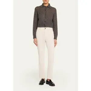 Brunello Cucinelli Metallic Cashmere Collared Cardigan