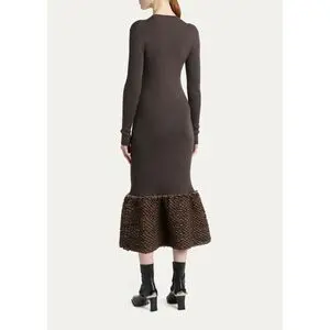 Alexander McQueen Rib-knit Wool Midi Dress