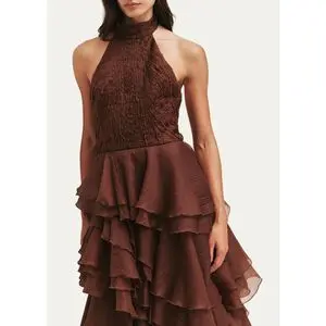 Aje Fayette Strapless Asymmetric Tiered-ruffle Gown
