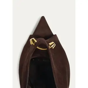 Balenciaga 95mm Suede Peep-toe Mules - Brown