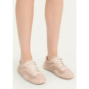 Prada Monte Carlo Leather And Mesh Low-top Sneakers - Blue