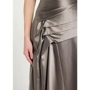 HEIRLOME Yvonne Pleat Draped Crepe Back Satin Maxi Skirt - Pewter