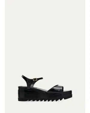 Stella McCartney 80mm Elyse Patent Platform Sandals - Black