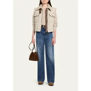 Brunello Cucinelli Shimmering Mohair Net Knit Polo Sweater