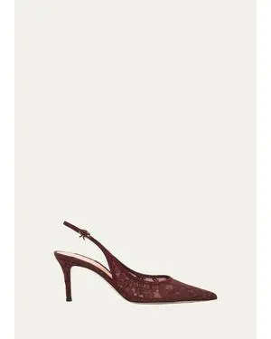 GIANVITO ROSSI 70mm Floral Lace Slingback Pumps - Royale