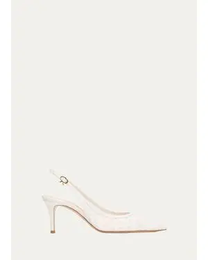 GIANVITO ROSSI 70mm Floral Lace Slingback Pumps - White
