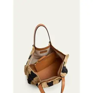 Valentino Garavani Medium Wavy Striped Viscose Raffia Tote Bag