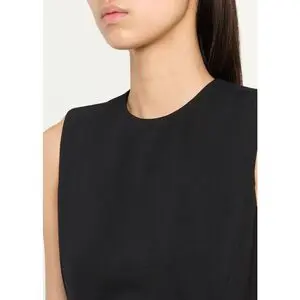 Burberry Amelia Sleeveless Belted Wool Twill Midi Dress