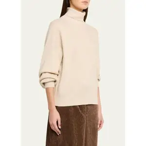 Brunello Cucinelli Shimmering Cashmere English Rib Turtleneck Sweater