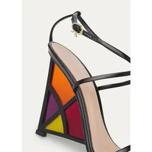 GIANVITO ROSSI 105mm Patent Leather Stained-glass Wedge Sandals