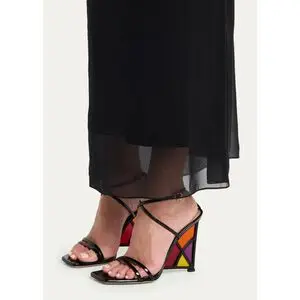GIANVITO ROSSI 105mm Patent Leather Stained-glass Wedge Sandals