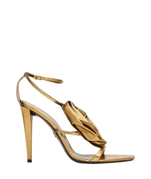 GIUSEPPE ZANOTTI Flower Metallic Leather Ankle-strap Sandals - Bronzo