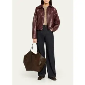 Brunello Cucinelli Collared Zip-up Leather Jacket