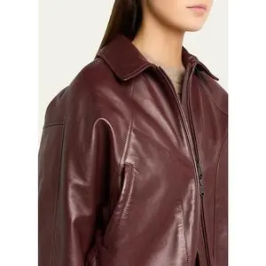Brunello Cucinelli Collared Zip-up Leather Jacket