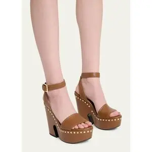 Givenchy 95mm Platform Leather Clog Sandals - Tan