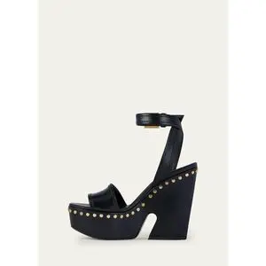 Givenchy 95mm Platform Leather Clog Sandals - Tan