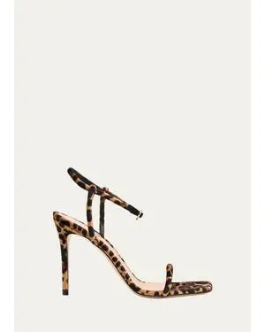 GIANVITO ROSSI 95mm -printed Suede Ankle-strap Sandals - Leopard