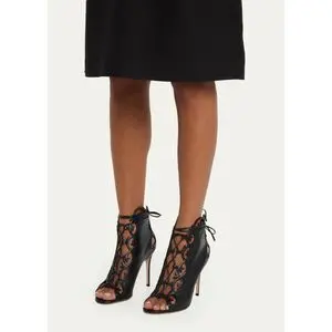 GIANVITO ROSSI 95mm Nappa Leather Lace-up Booties