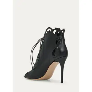 GIANVITO ROSSI 95mm Nappa Leather Lace-up Booties