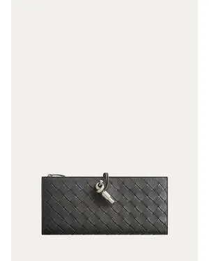 Bottega Veneta Andiamo Intrecciato Leather Wallet Organizer Mist