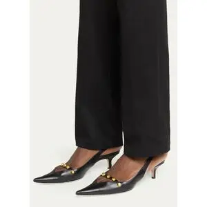 Balenciaga 45mm Midnight City Studded Leather Slingback Pumps