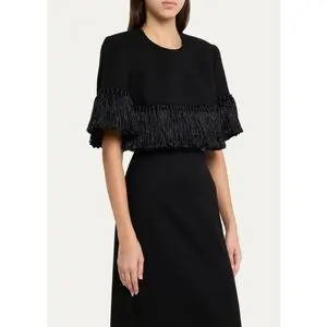 HEIRLOME Matilde Short-sleeve Tassel Fringe Wool Crop Top
