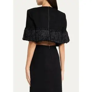 HEIRLOME Matilde Short-sleeve Tassel Fringe Wool Crop Top