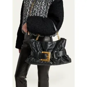 Balmain Anthem Medium Quilted Top-handle Bag