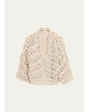 Brunello Cucinelli Paillette Open-knit Cardigan - Stone