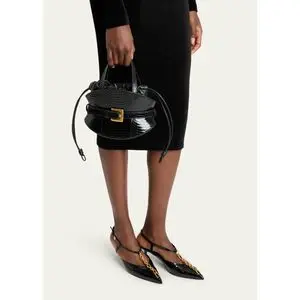 Balmain Shuffle Mini Embossed Leather Crossbody Bag